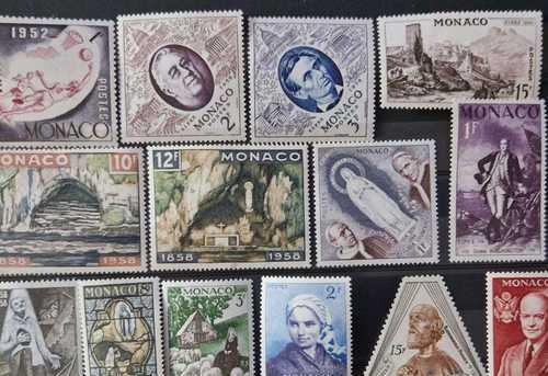 Почтовые марки Монако1952-1958