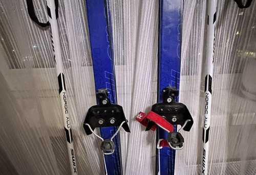 Лыжи беговые 190 см, лыжные палки 130 см