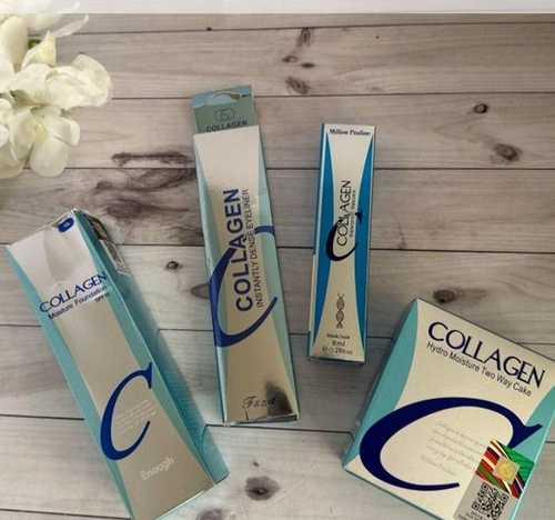 Тональный крем подводка тушь пудра Collagen