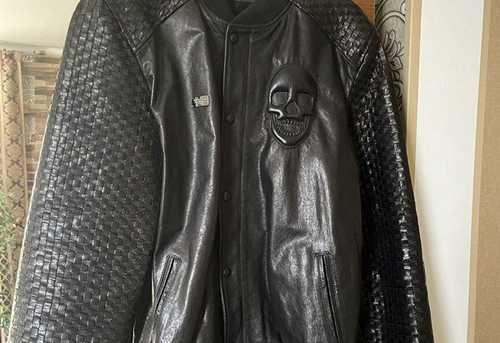 Куртка philipp plein мужская, кожаная, XL