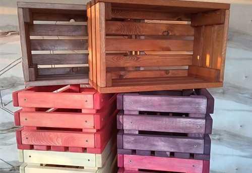 Ящик деревянный цветной, декор, хранение