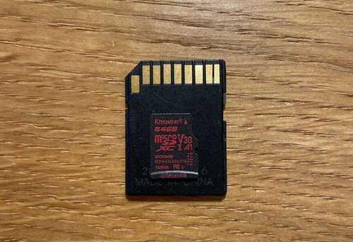 Карта памяти Kingston MicroSD 64; 4K