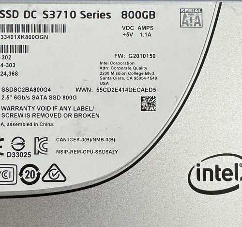 Intel SSD DC S3710 Series 800gb