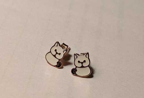 Серьги котики серебро