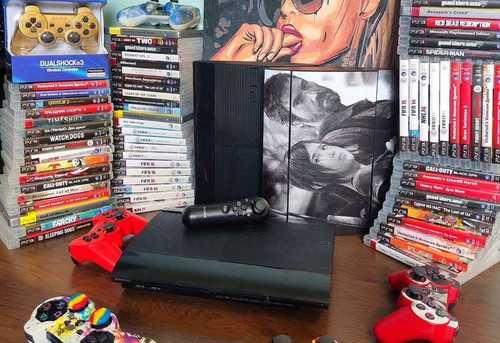 Ps3 Super Slim 500Gb Прошитая cobra + топ игры