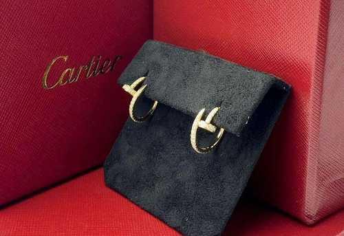 Золотые серьги Cartier гвоздь 750 пр. 0.94 ct