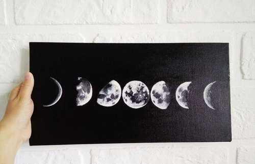 Картина акрилом фазы луны, оригинальная картина