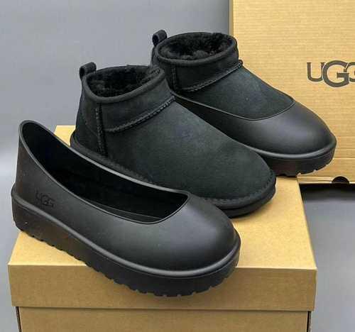 Угги UGG Ultra Mini Tasman «Black» с галошей