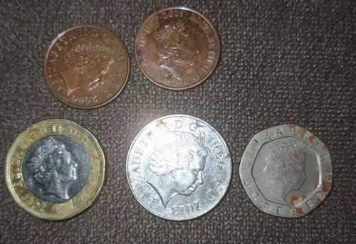 Монеты фаунт пени и евро центы