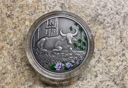 Серебряная монета Год Быка, 2008г, 28,12гр