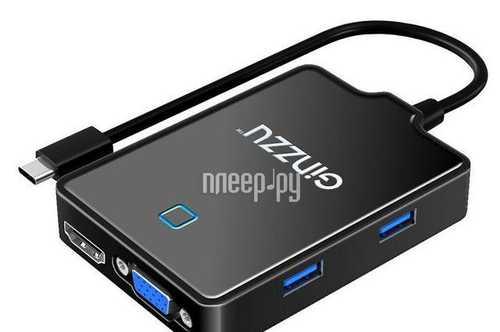 Хаб Ginzzu GR-770UB Type C - 4xUSB3.0/hdmi/VGA