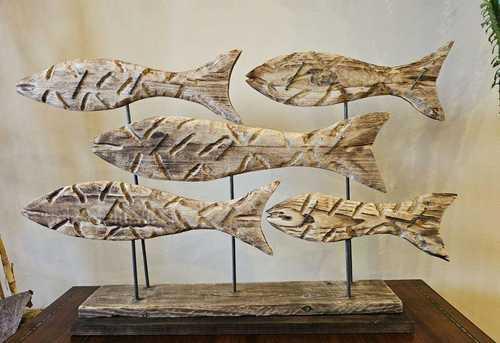 Интерьерная скульптура из дерева / Рыбы / Roomster
