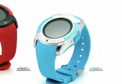 Умные часы Smart Watch V8 голубые + флешка 16gb