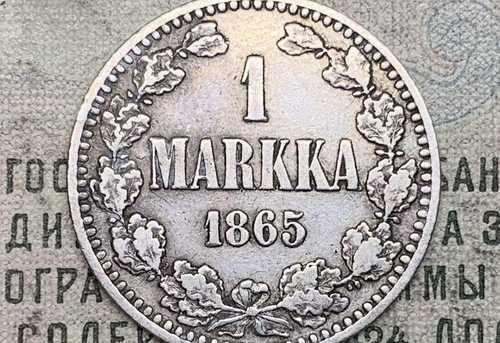 Серебро 1 марка 1865 года Финляндия