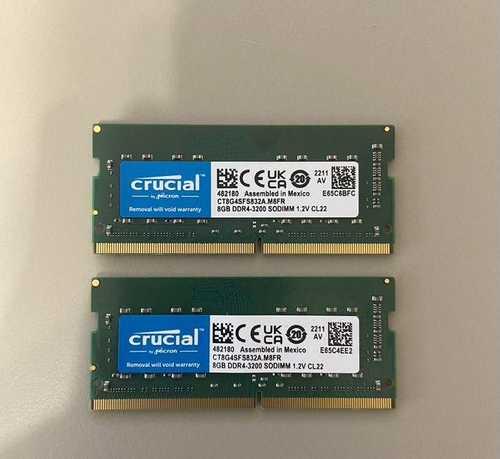 Озу Ram Sodimm Crucial 8gb х2