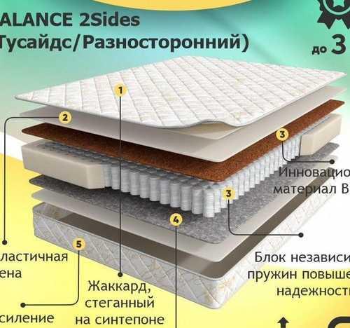 Матрас 160х200 новый зима/лето - 19 см