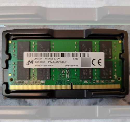 DDR4 sodimm Micron 8гб, 2666мгц MTA8ATF1G64AZ-2G6A