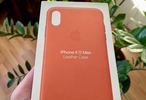 Чехол iPhone Xs Max leather case оранжевый
