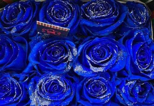 Синие розы с блесками эксклюзив