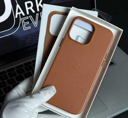 Чехол iPhone 14 Pro Max MagSafe Кожаный коричневый