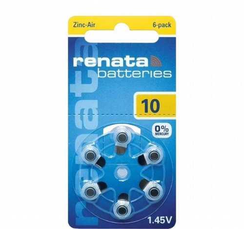 Батарейка Renata ZA10 BL6 Zinc Air 1.45V (6/60/300/3000)