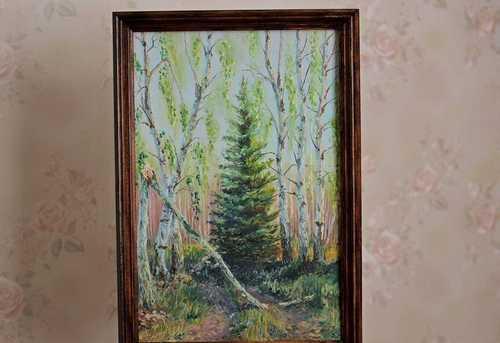 Картина маслом Весенний лес