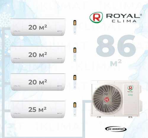 Мульти сплит система Royal Clima Multi Gamma Gloria 4TFM-32HN/OUT   3*RCI-GLD07HN   RCI-GLD09HN