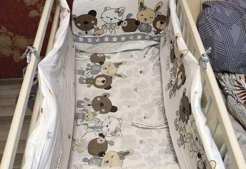 Детская кроватка с полным комплектом 120х60