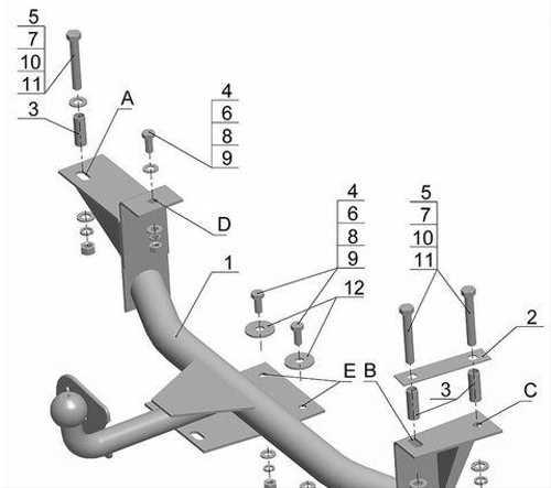 Фаркоп для ваз 2110, 2111, 2112, 2170, 2171, 2172