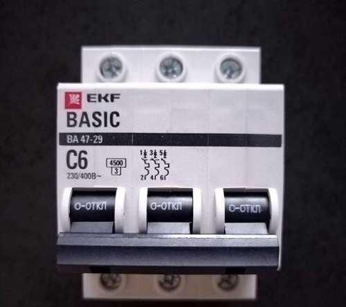 Автоматический выключатель 6А (С) 3п 4.5кА Basic