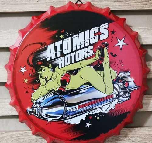 Декор на стену пробка пивная Atomic rotors девушка