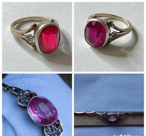 Серебряное кольцо и брамлет русские самоцветы 875