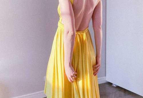 Платье трансформер в желтом цвете короткое