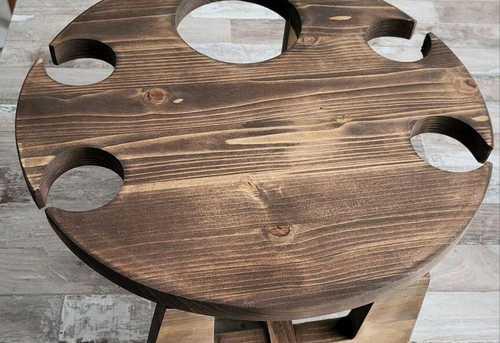 Столик складной деревянный для вина и бокалов