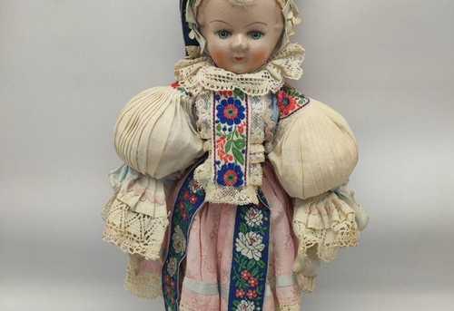 Антикварная кукла 42 см, тело набивное, голова