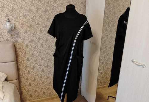 Платье асимметричное оверсайз 50-52 размер черное