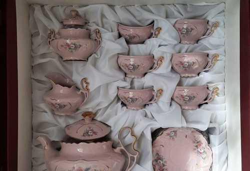Сервиз чайный розовый фарфор Чехословакия