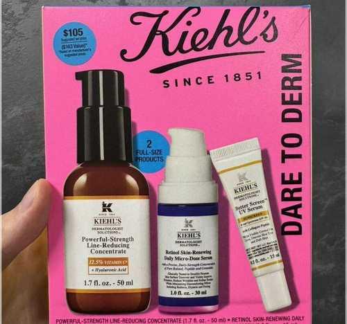 Kiehls набор сыворотка с витамином, ретинолом, спф