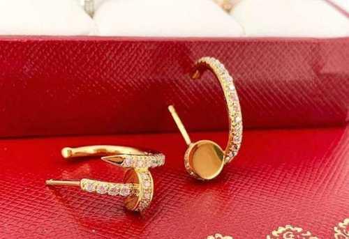 Cartier Золотые Серьги Бриллианты