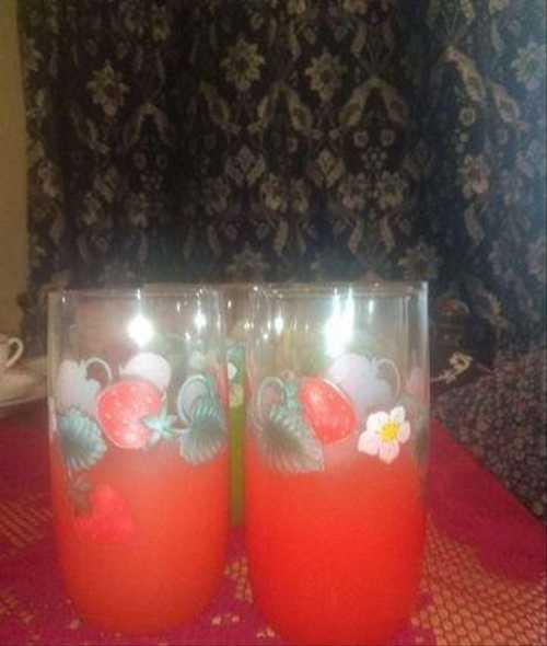 Наборы стаканов с ягодами и розами