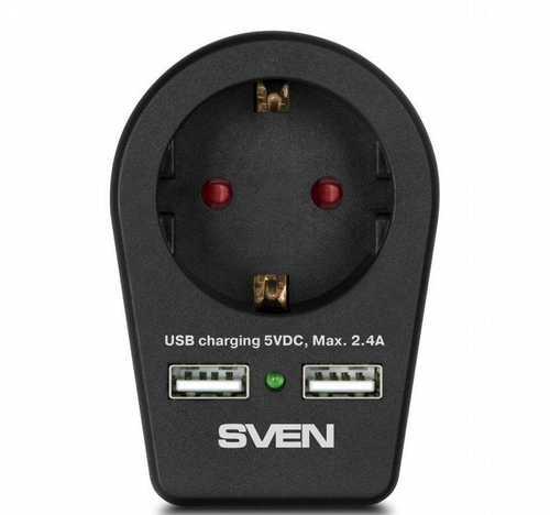 Сетевой фильтр Sven SF-S1U 2USB 1 розетка 16А 360