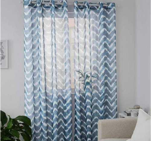 Гардины IKEA sagalill, 2 шт. 145x300 см синий/белы