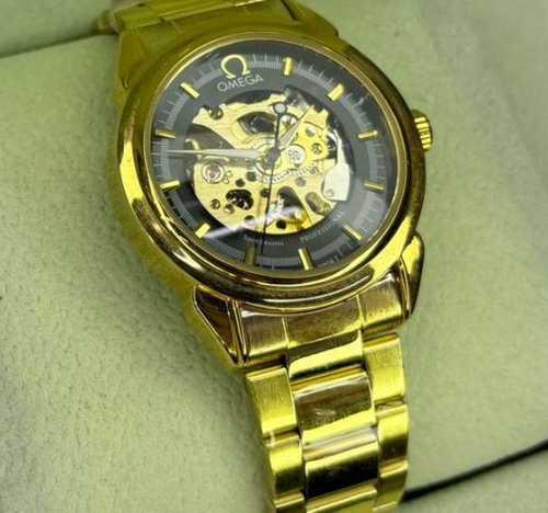 Часы мужские механические omega skeleton