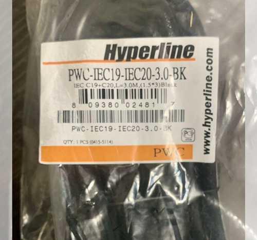 Кабель питания Hyperline PWC-IEC19-IRC20-3.0-BK