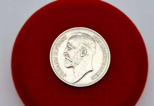 1 krone крона 1904 года Лихтенштейн Серебро