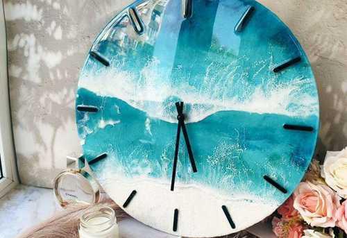 Часы море из эпоксидной смолы 40 см