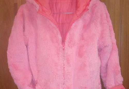Куртка 2в1 розовая двухсторонняя меховая