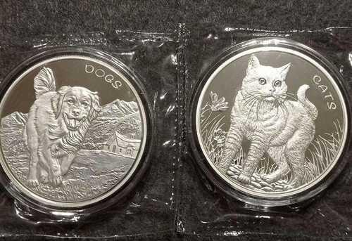 Монеты Фиджи Кошка Собака Серебро