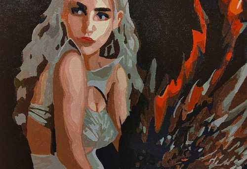 Картина на холсте " Девушка с Драконом "