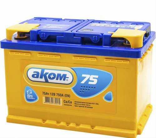 Аккумулятор akom 75 Ач 750 А обратная полярность